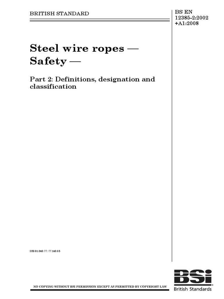 BS en 12385-2-2002+a1-2008 | PDF | Wire | Rope