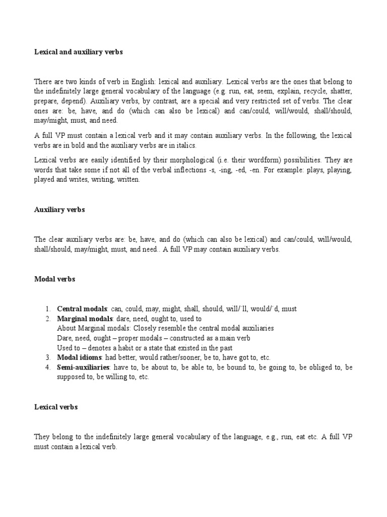 Lexical Verbs | PDF | Verb | Object (Grammar)