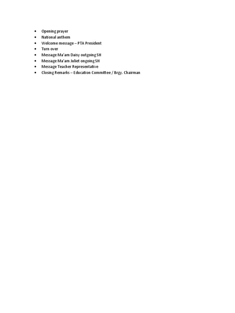 Program For Turn Over Ceremony | PDF