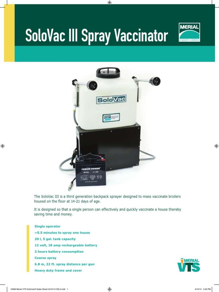 SoloVac III Spray Vaccinator | PDF | Pump | Mechanical Engineering