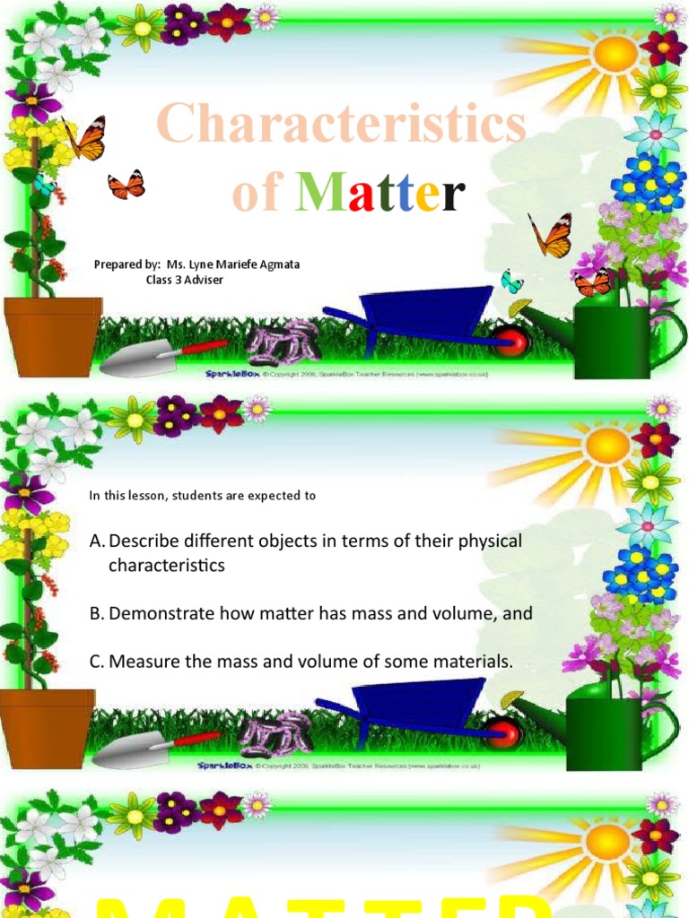 Characteristics of Matter for Class 3 | PDF