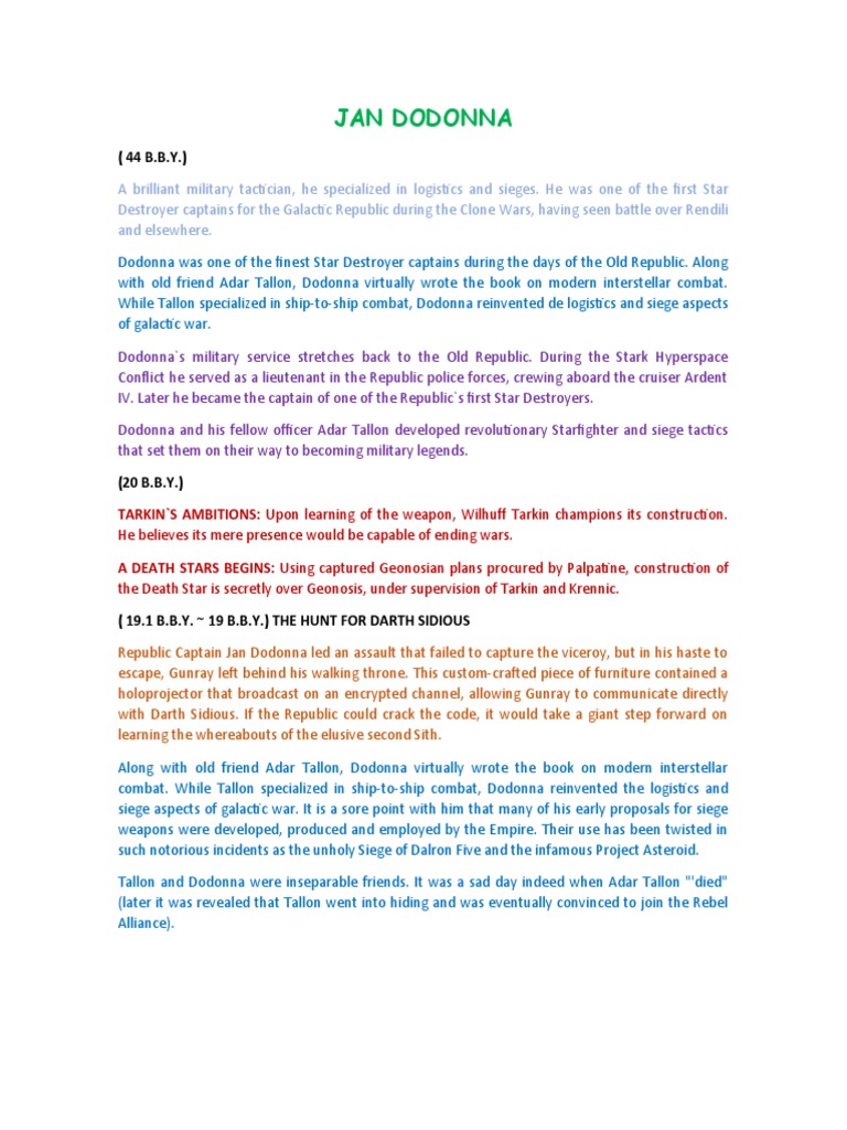 Historia de Jan Dodonna | PDF | Star Wars | Works