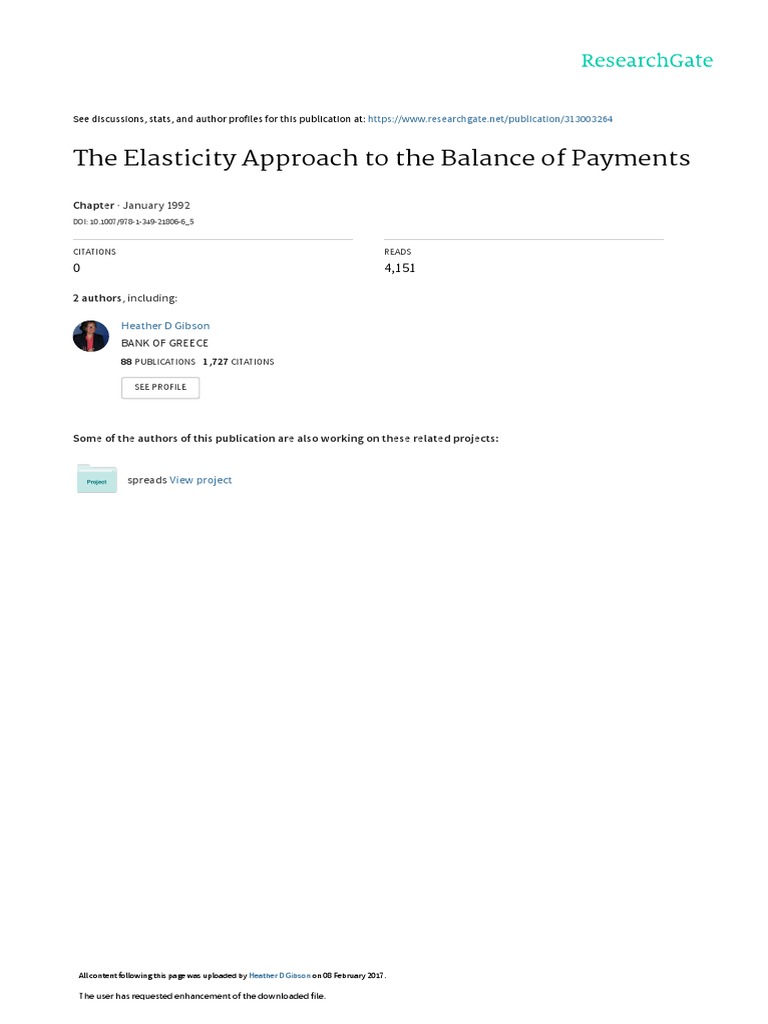 The Elasticity Approach To The Balance of Payments | PDF | Balance Of ...