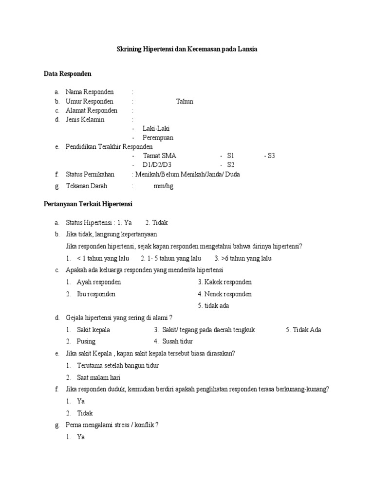 Skrining Hipertensi Dan Kecemasan Pada Lansia | PDF