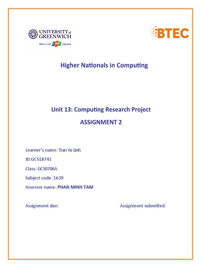 Higher Nationals in Computing: Unit 13: Computing Research Project ... Higher Nationals in Computing: Unit 13: Computing Research Project ...