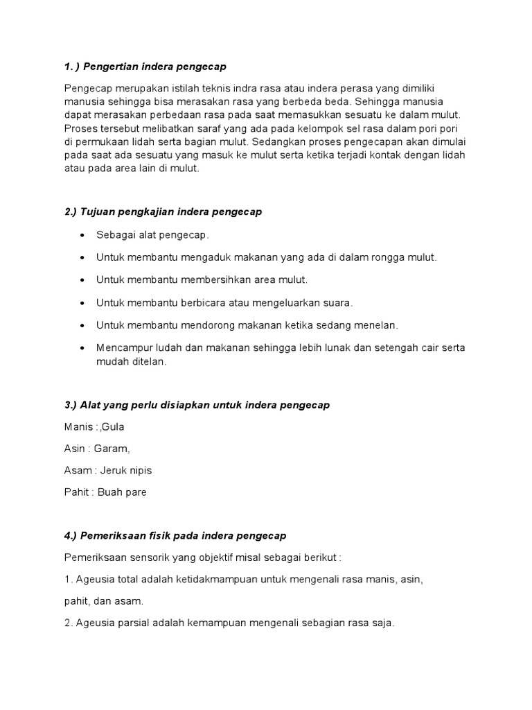Pemeriksaan Indera Pengecap | PDF