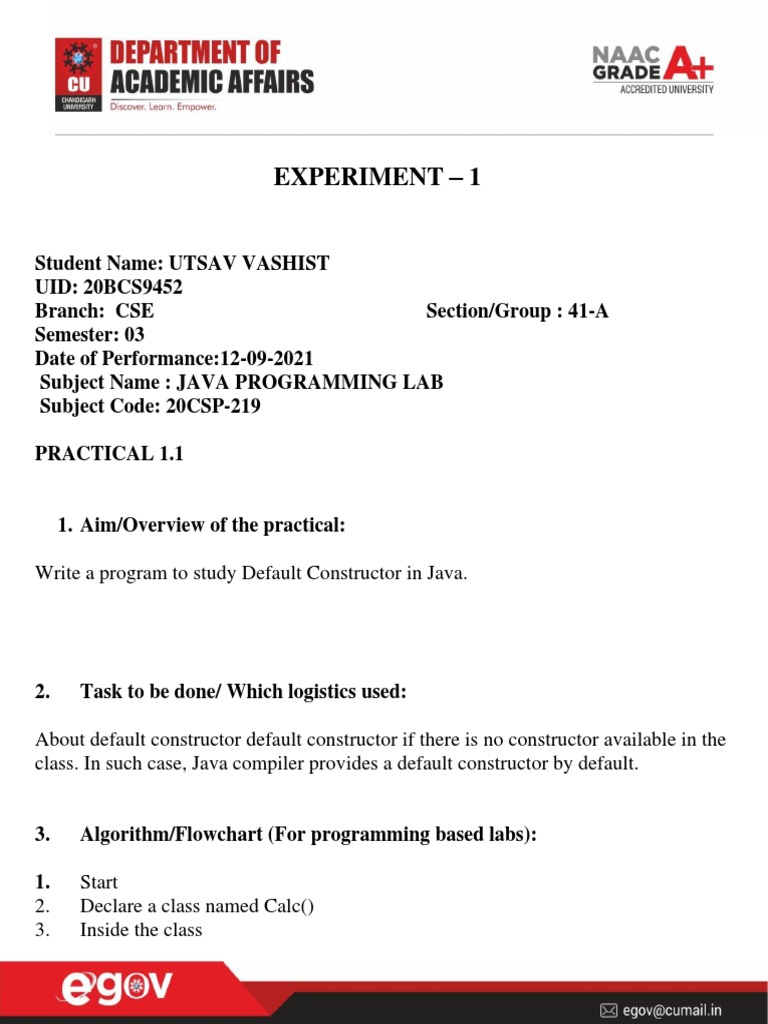 Worksheet-EXP 1 JAVA | PDF
