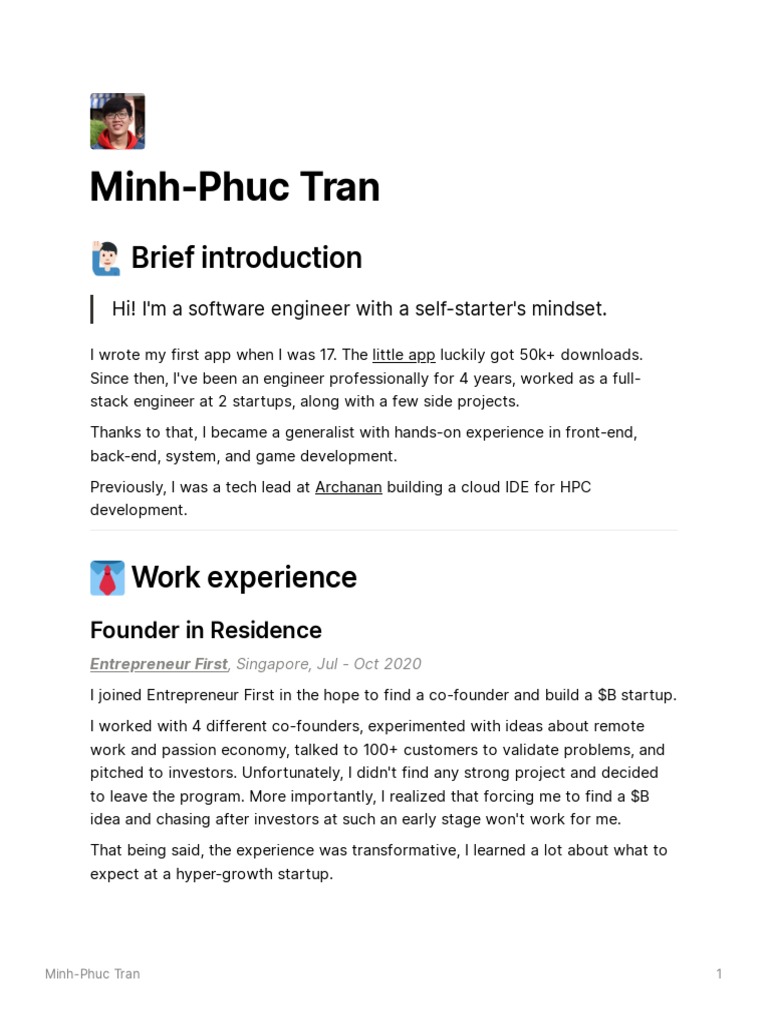 Minh-Phuc Tran: Brief Introduction | PDF | Free Software | Computer Programming