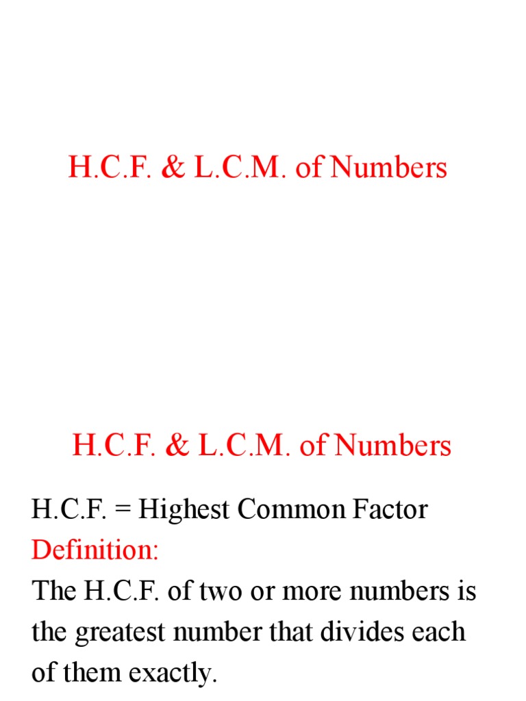 HCF & LCM | PDF | Arithmetic | Mathematics