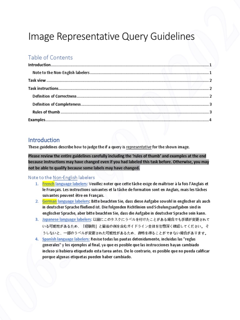Image Representative Query Guidelines: Note To The Non-English Labelers ...