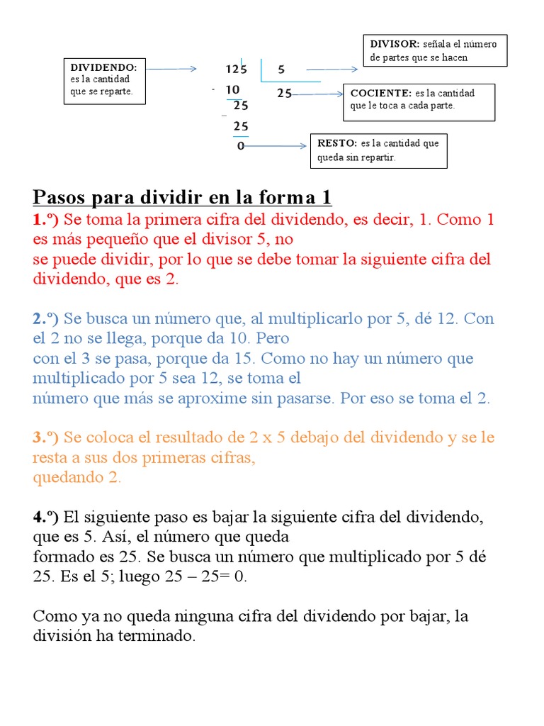 Pasos para Dividir en La Forma 1 | PDF
