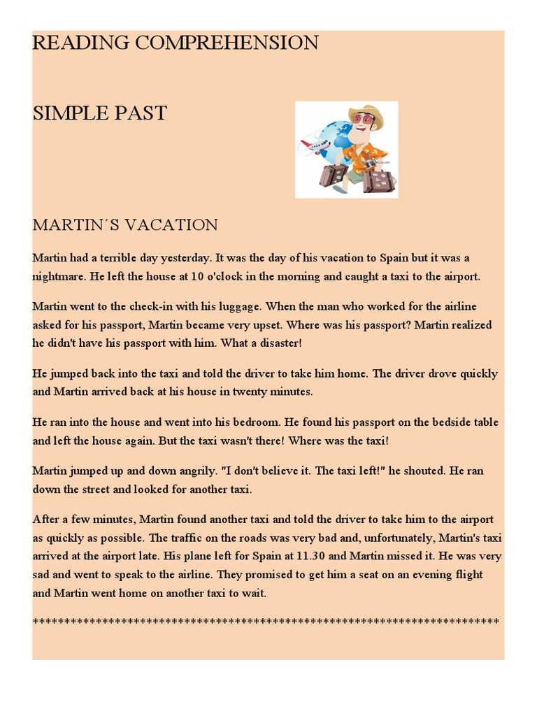 Simple Past Reading Comprehension Reading Comprehension Exercises 86436 ...