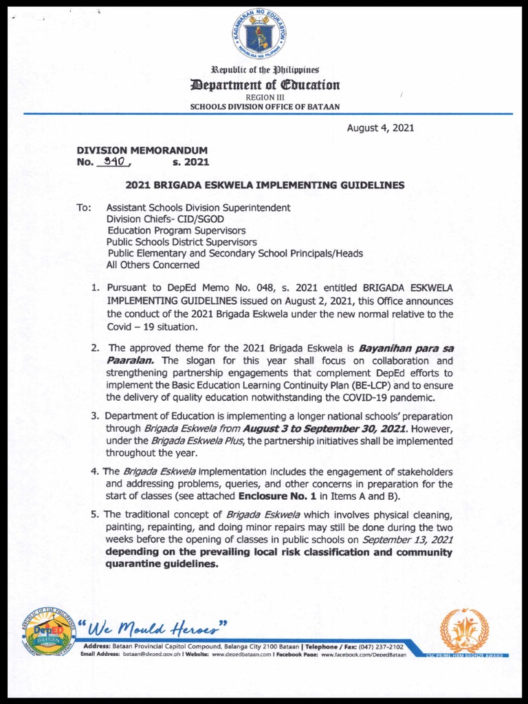 Division Memorandum No. 340 S. 2021 | PDF