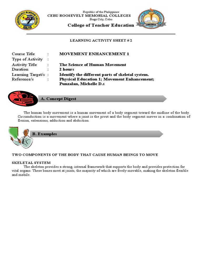 PE (Lesson 2) | PDF | Skeleton | Vertebra