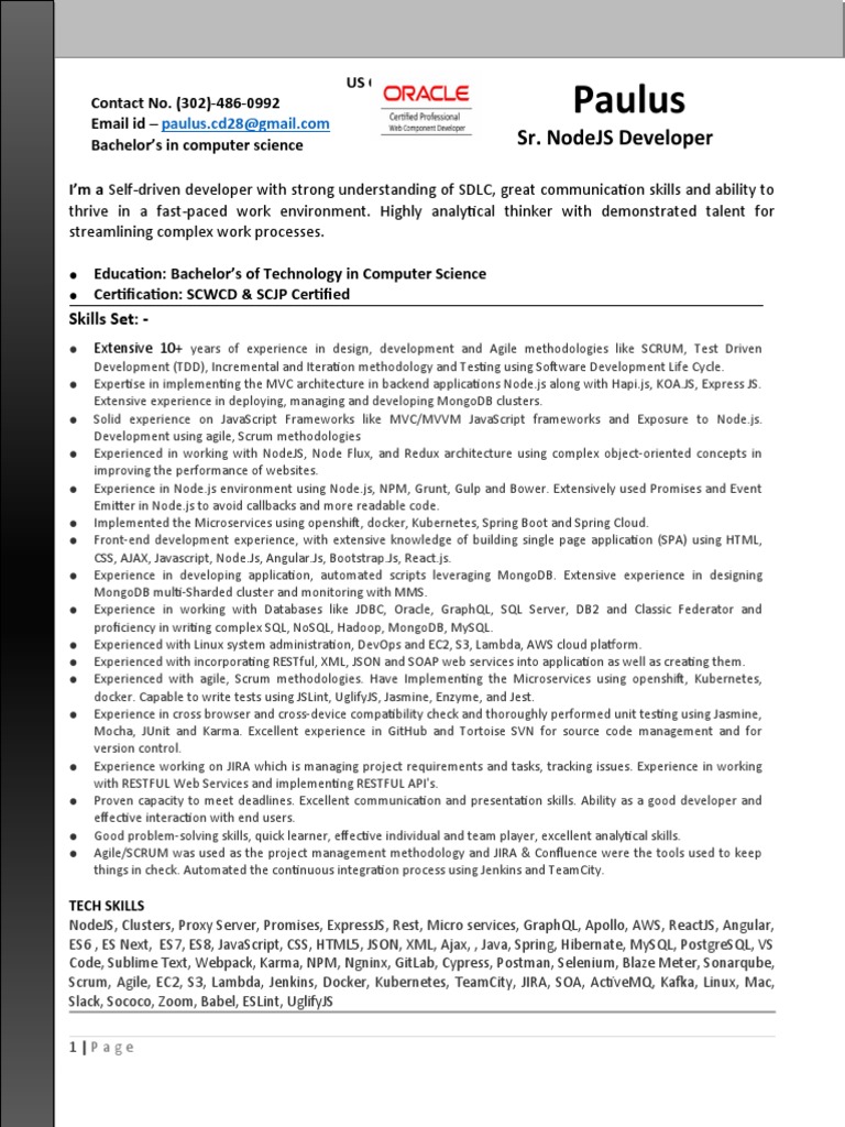 Paulus - NodeJS Developer | PDF | Angular Js | Ajax (Programming)