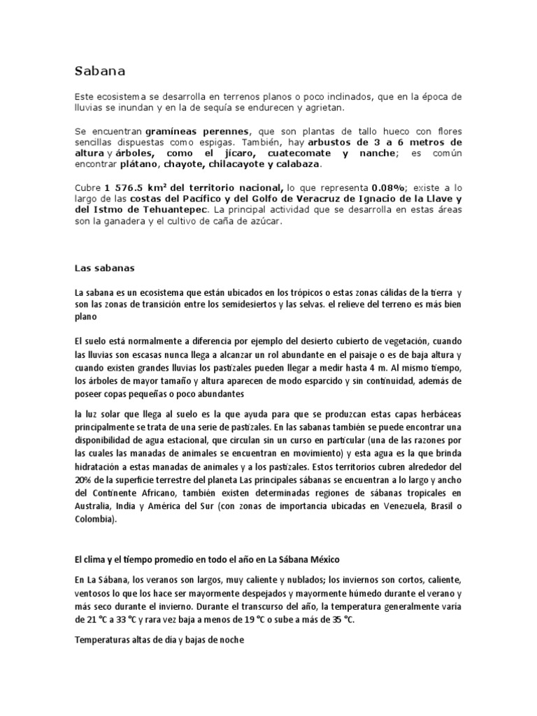 Sabana | PDF | Zona tropical | Sabana