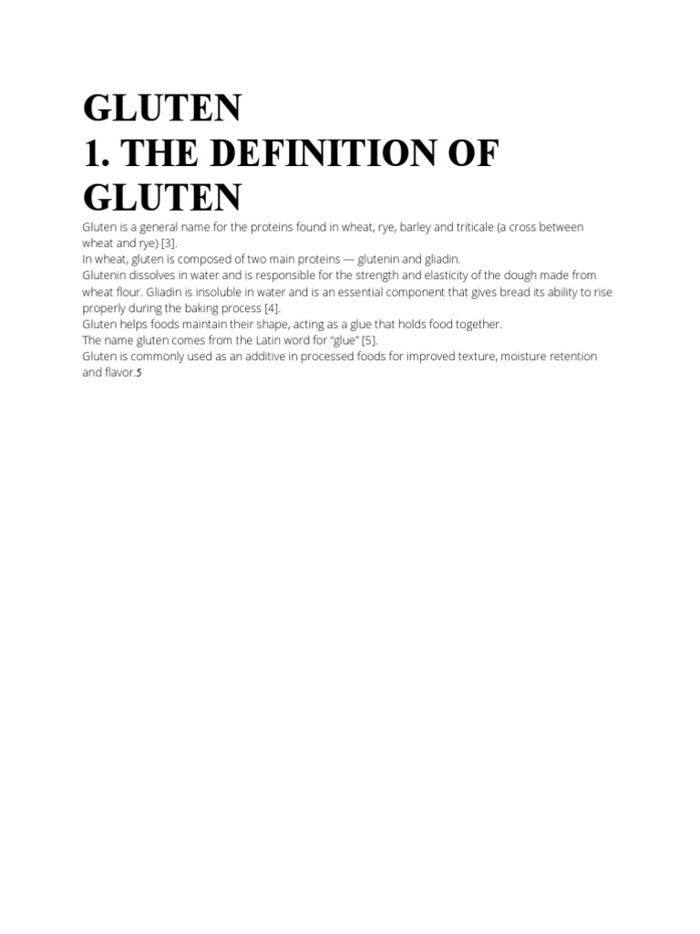 Gluten 1. The Definition of Gluten | PDF | Gluten | Breads