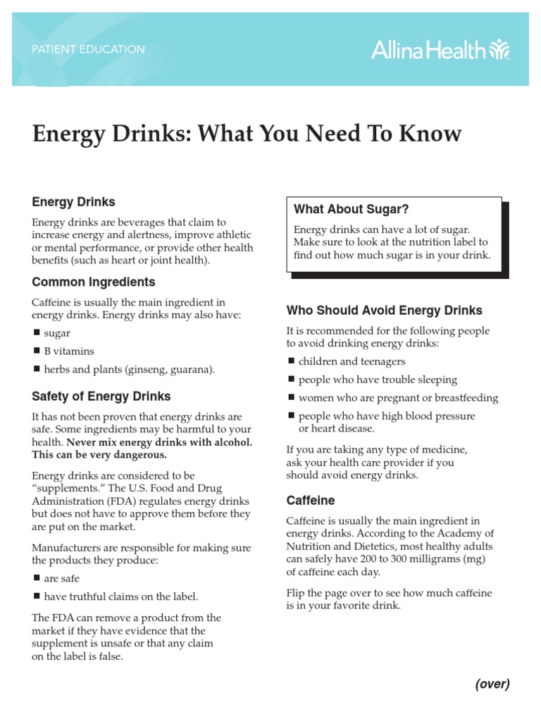 Energy Drinks: What You Need To Know | PDF | Caffeine | Health Sciences