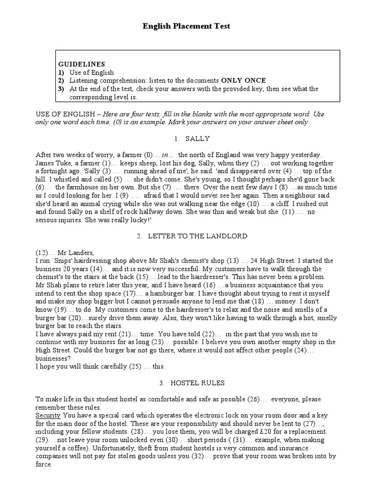 English Test for Students | PDF | Kitchen