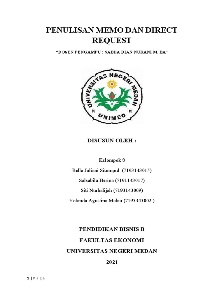 Makalah Penulisan Memo Dan Direct Request Kel 6 | PDF | Karier ...