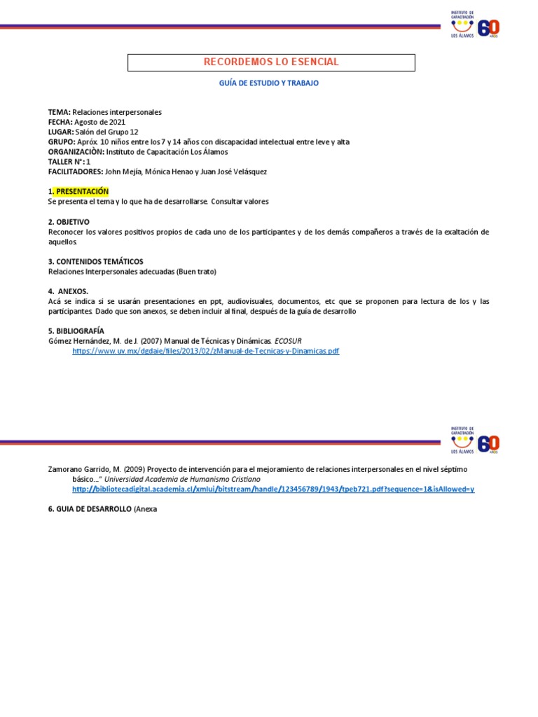 Taller 1 Relaciones Interpersonales | PDF | Crecimiento personal y ...