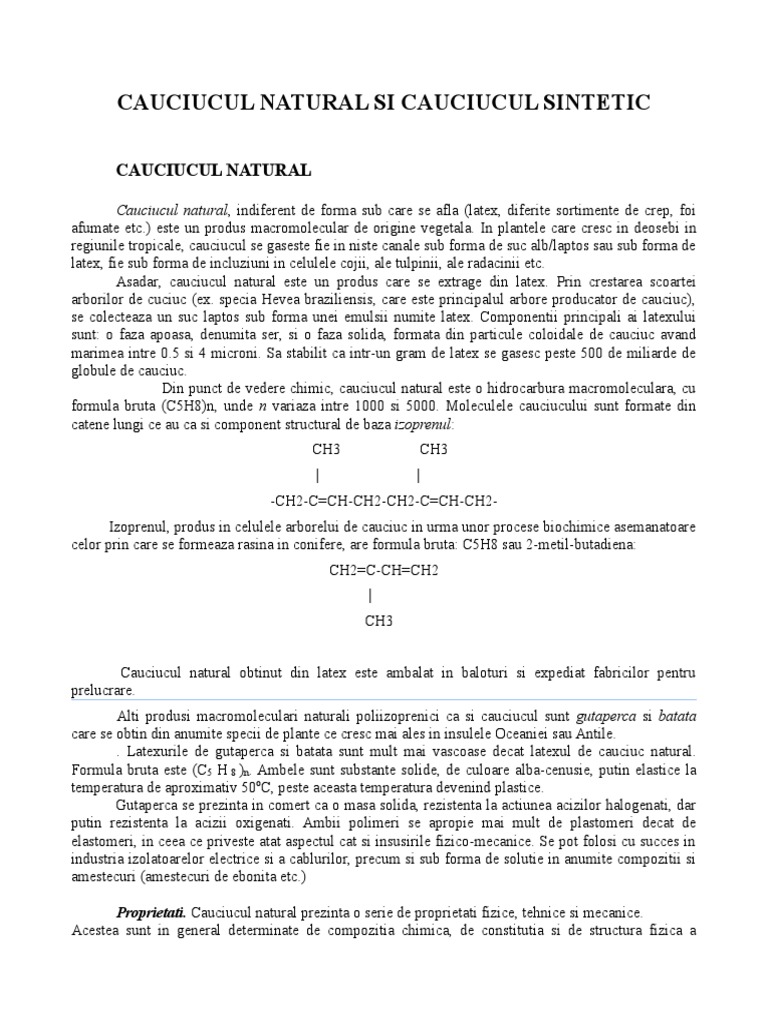 Cauciuc Natural Si Sintetic | PDF