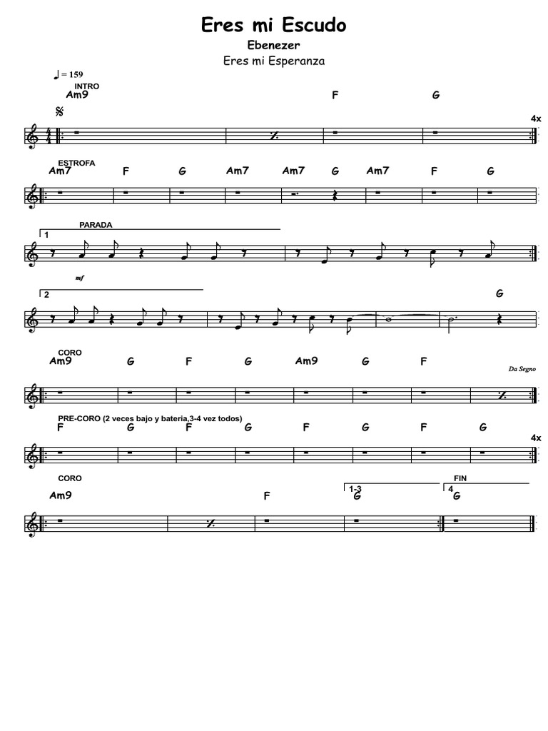 Eres Mi Escudo - Ebenezer - Chart | PDF