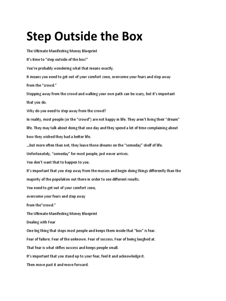 Step Outside The Box | PDF