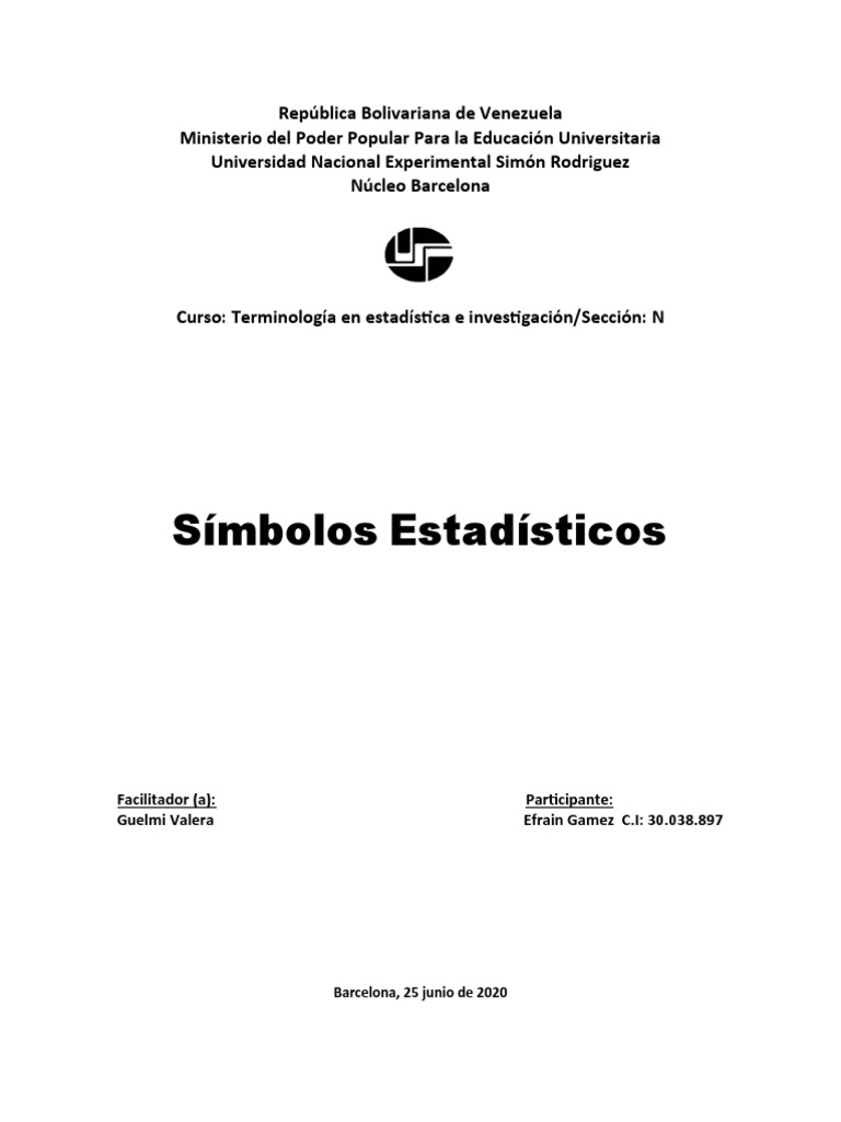 Símbolos Estadísticos | PDF | Estadísticas | Suma