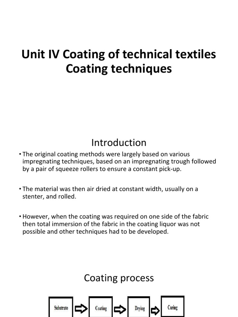 Unit IV Coating of Technical Textiles Coating Techniques | PDF ...