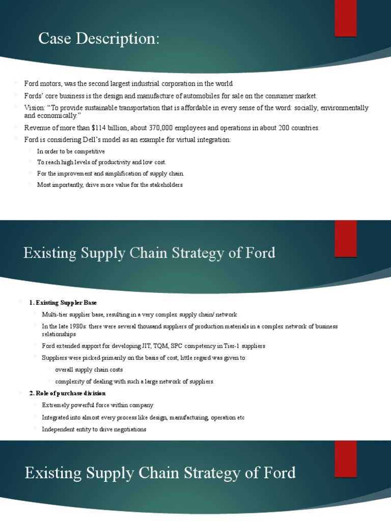 Ford's Supply Chain Strategy Analysis | PDF | Supply Chain | Ford Motor ...