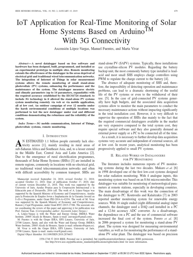 Iot Application For Real-Time Monitoring of Solar Home Systems Based On ...