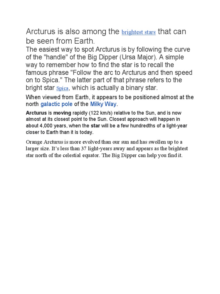 Arcturus Is Also Among The That Can Be Seen From Earth | PDF | Stars | Sun