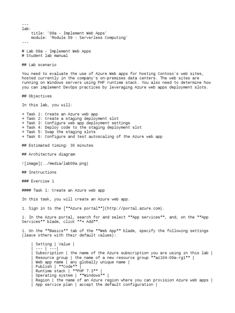 LAB 09a-Implement Web Apps | PDF | World Wide Web | Internet & Web