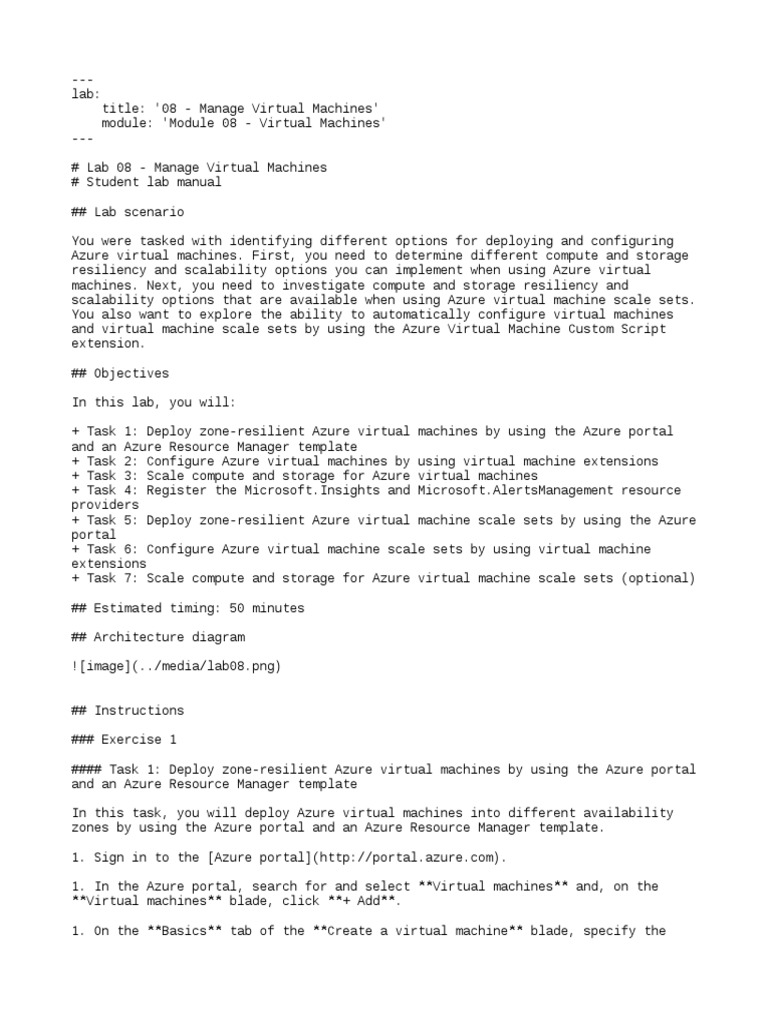 LAB 08-Manage Virtual Machines | PDF | Microsoft Azure | Computer Network