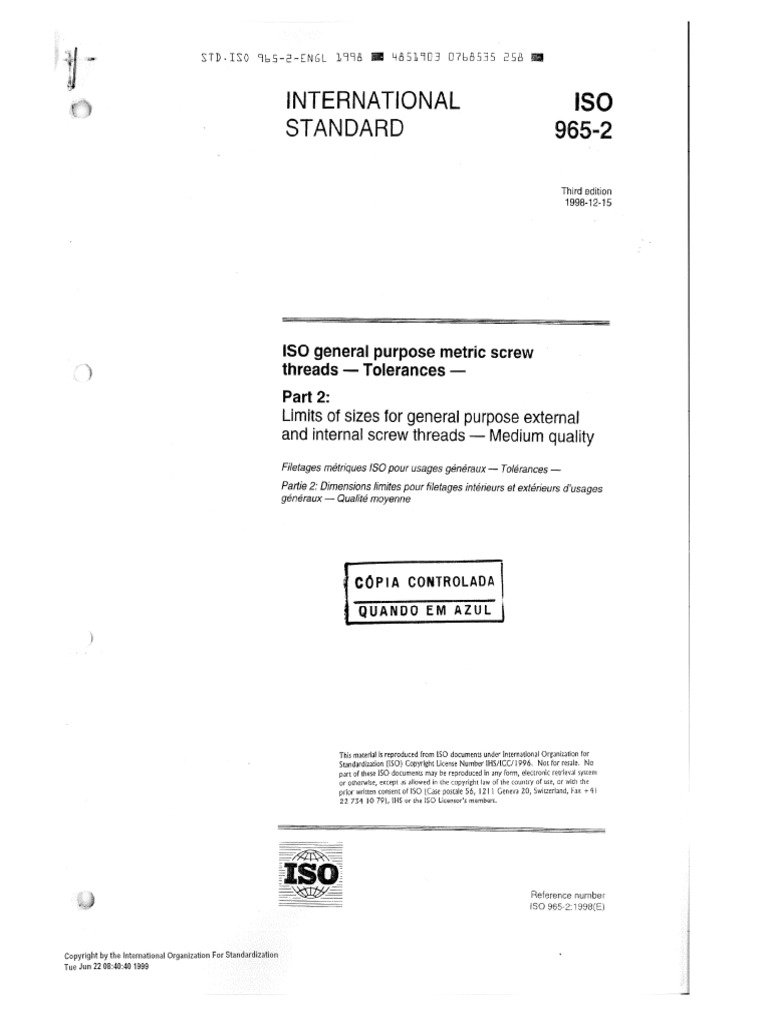 Iso 965-2 - 1998 | PDF