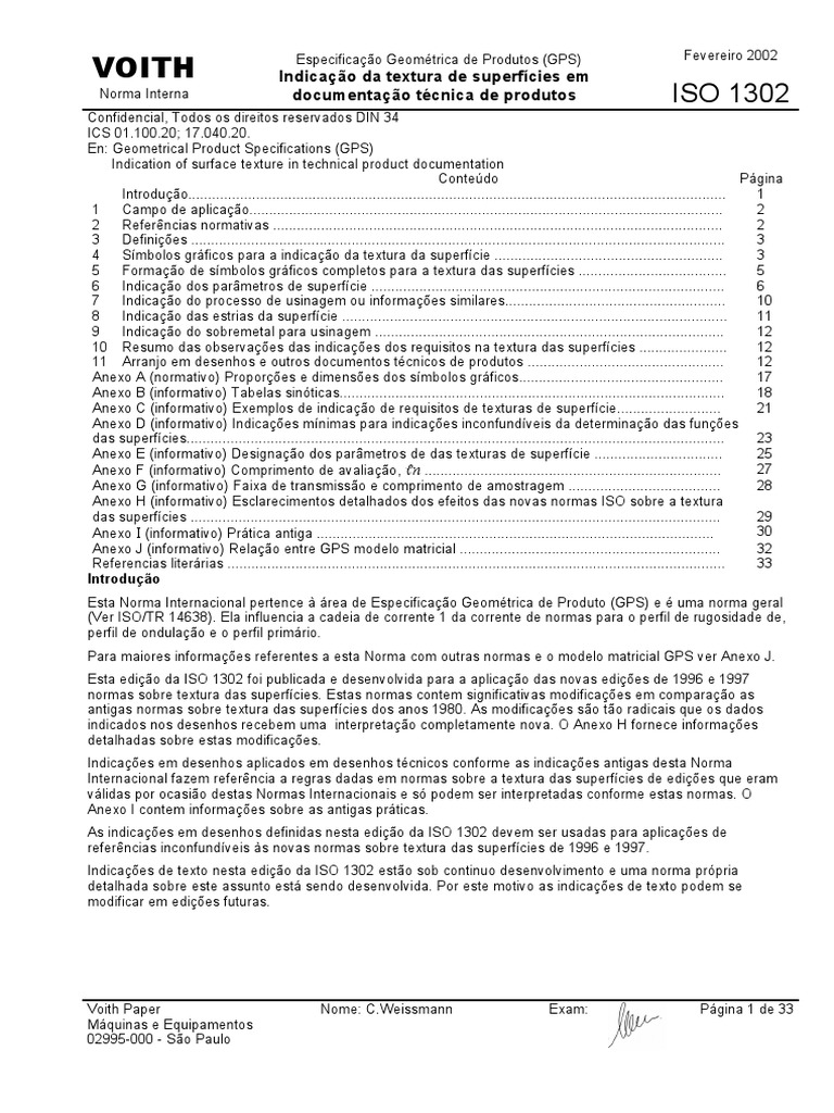 Iso 1302 | PDF | Ondas | Desenho