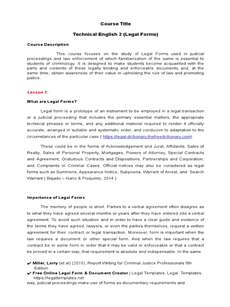 Lesson 1 Basic Concept of Legal Forms | PDF | Arrest Warrant | Lawyer