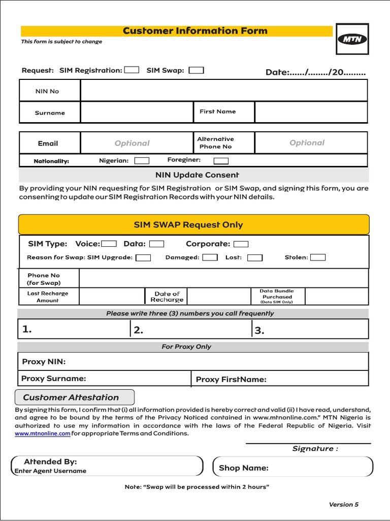 New SIM Reg SIM Swap Form With Consent Modified V9.cdr | PDF