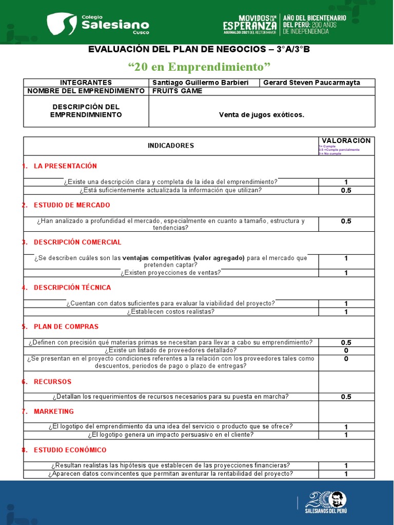 Evaluar Tu Plan de Negocios | PDF | Iniciativa empresarial | Mercado ...