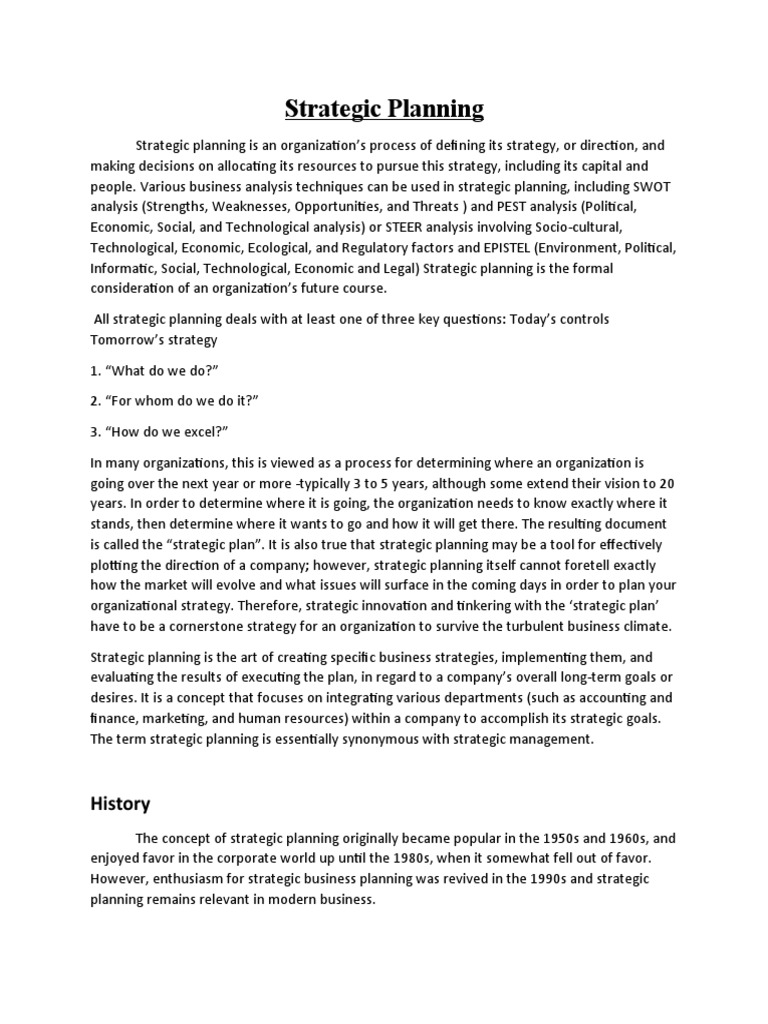 Strategic Planning: History | Download Free PDF | Strategic Management ...