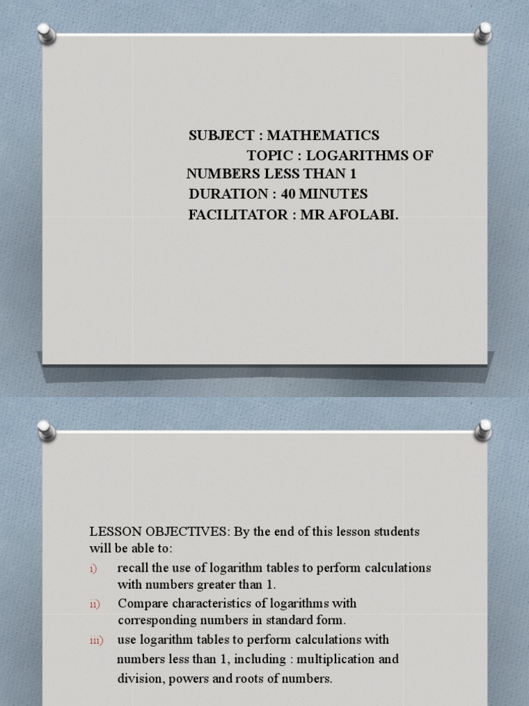 Logarithms of Numbers Less Than One | PDF