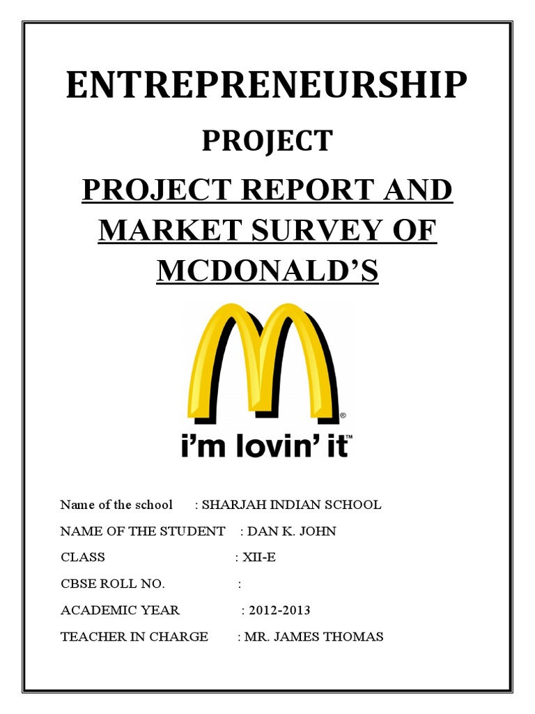 Entrepreneurship Project Mcdonalds Slideshare | PDF | Fast Food ...