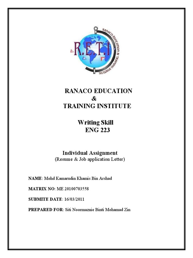 Ranaco Education: & Training Institute Writing Skill ENG 223 | PDF ...