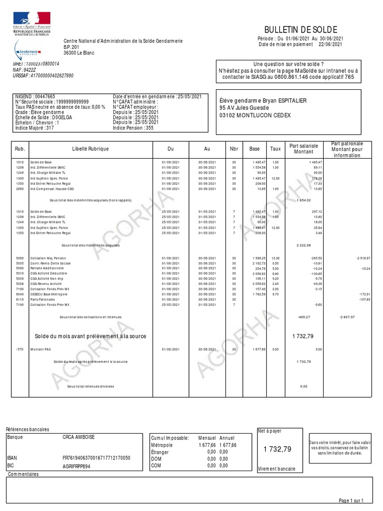 Bulletin De Solde Bulletins De Solde Informations Camerlex