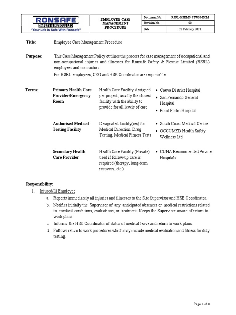 RSRL-HSEMS-STW10-ECM - Employee Case Management | PDF | Health Care ...