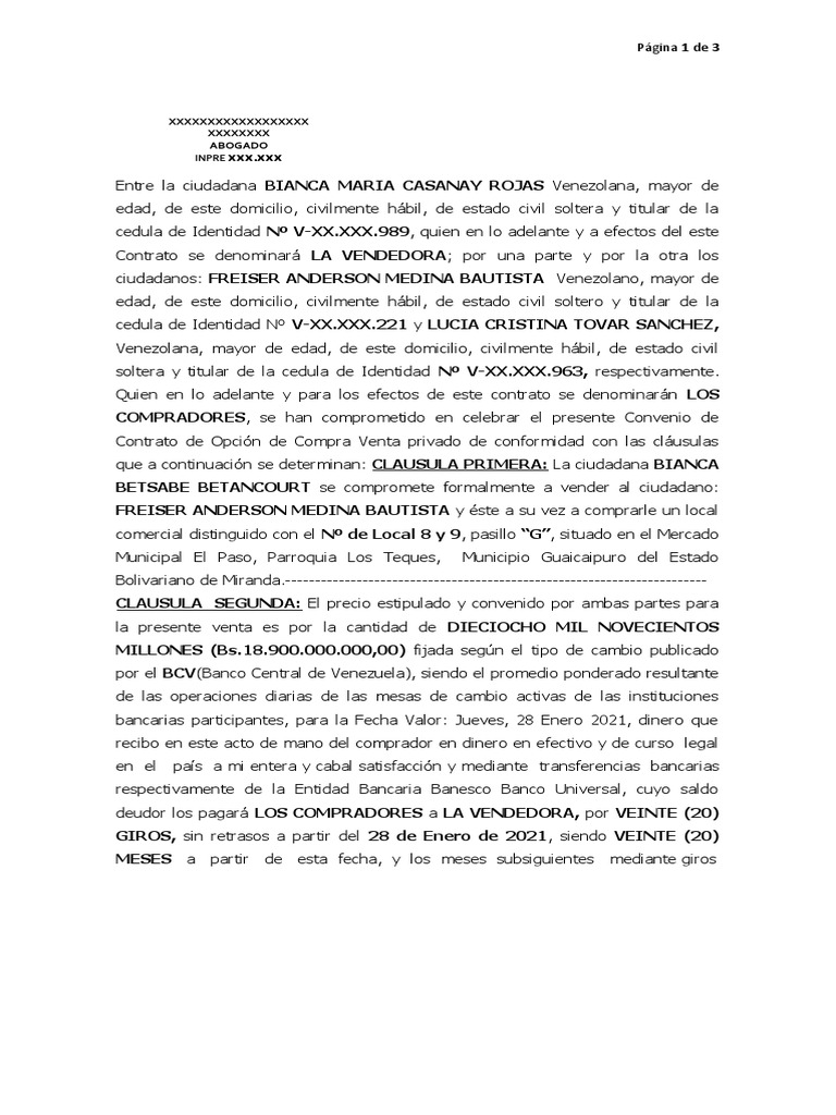 DOCUMENTO Compra Venta Local | PDF | Bancos | Pagos