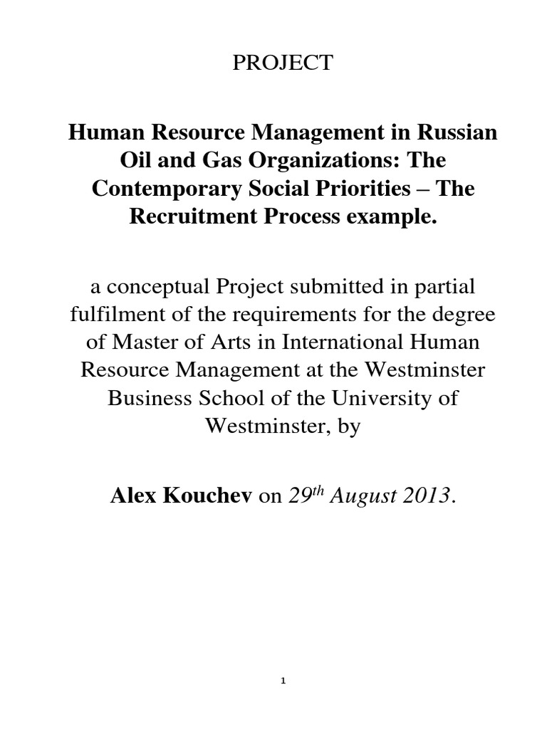 Human Resource Management in The Russian Oil and Gas Industry: The ...