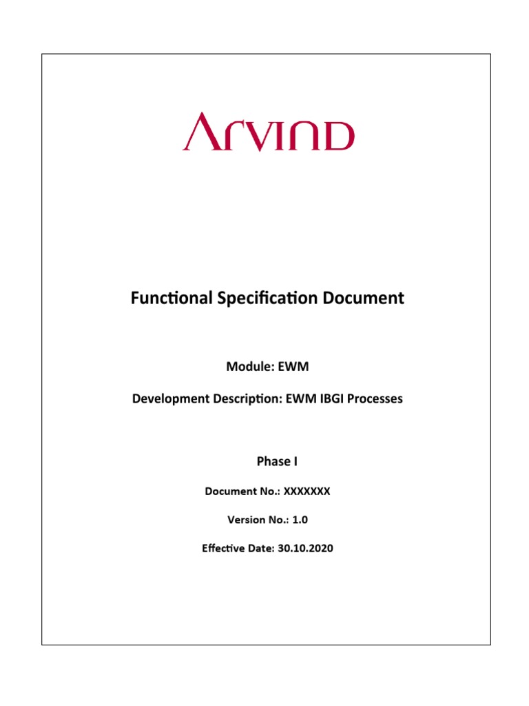 Functional Specification Document: Module: EWM Development Description: EWM IBGI Processes | PDF ...