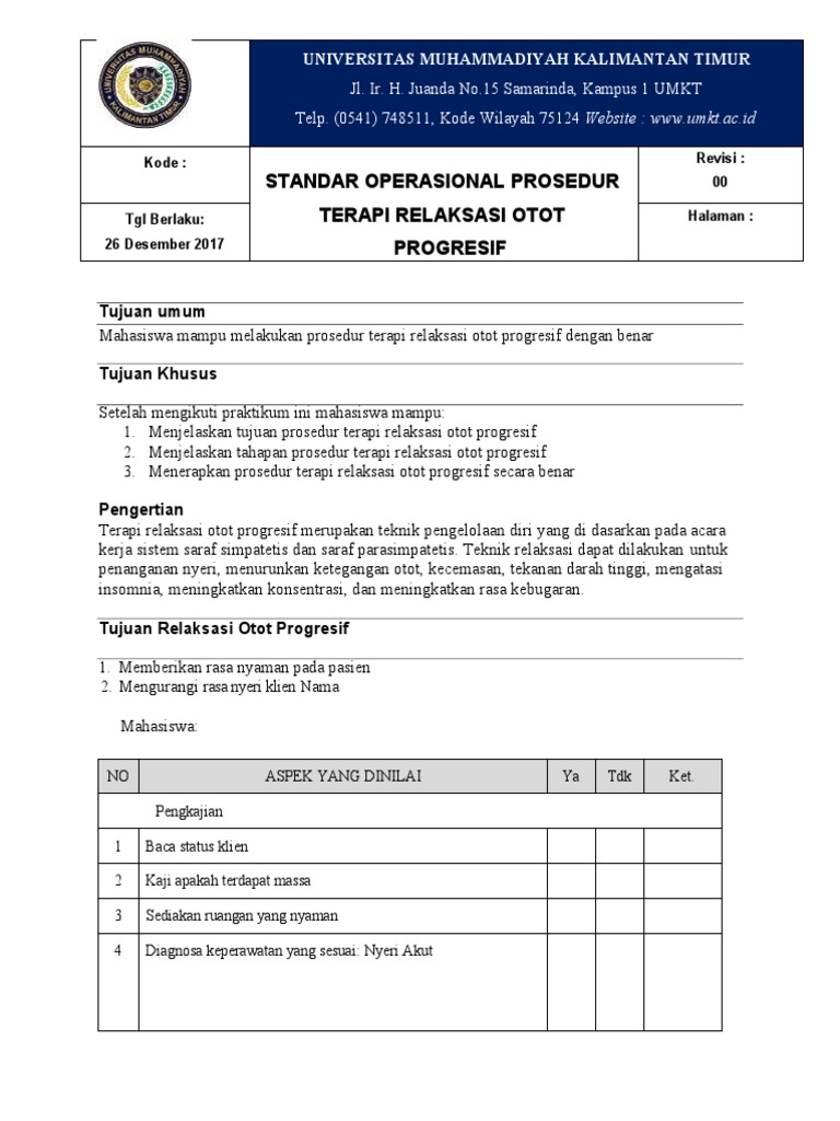 Sop Terapi Relaksasi Otot Progresif | PDF